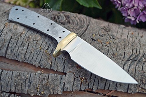 Whole Earth Supply (Set of 2) CUSTOM BLANK Knives Knife Blade Drop Point 6 1/2in w/Brass Guard Bolster BL013