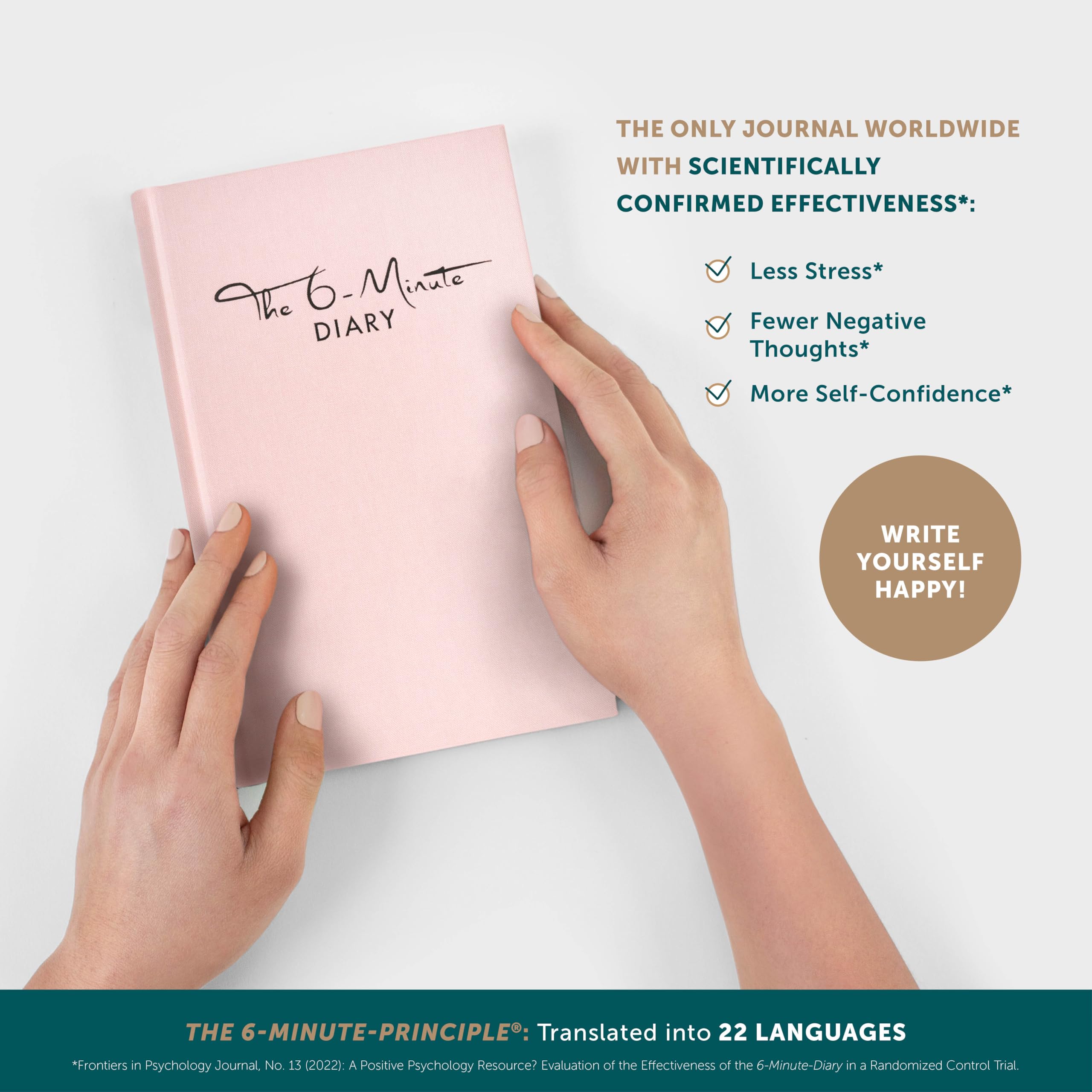 The 6-Minute Diary - Gratitude Journal with prompts - 3 million users - Self Care Journal for more Happiness & Mindfulness - 5 to 6 Minutes a day - guided Daily Journal for Women and Men (pink)