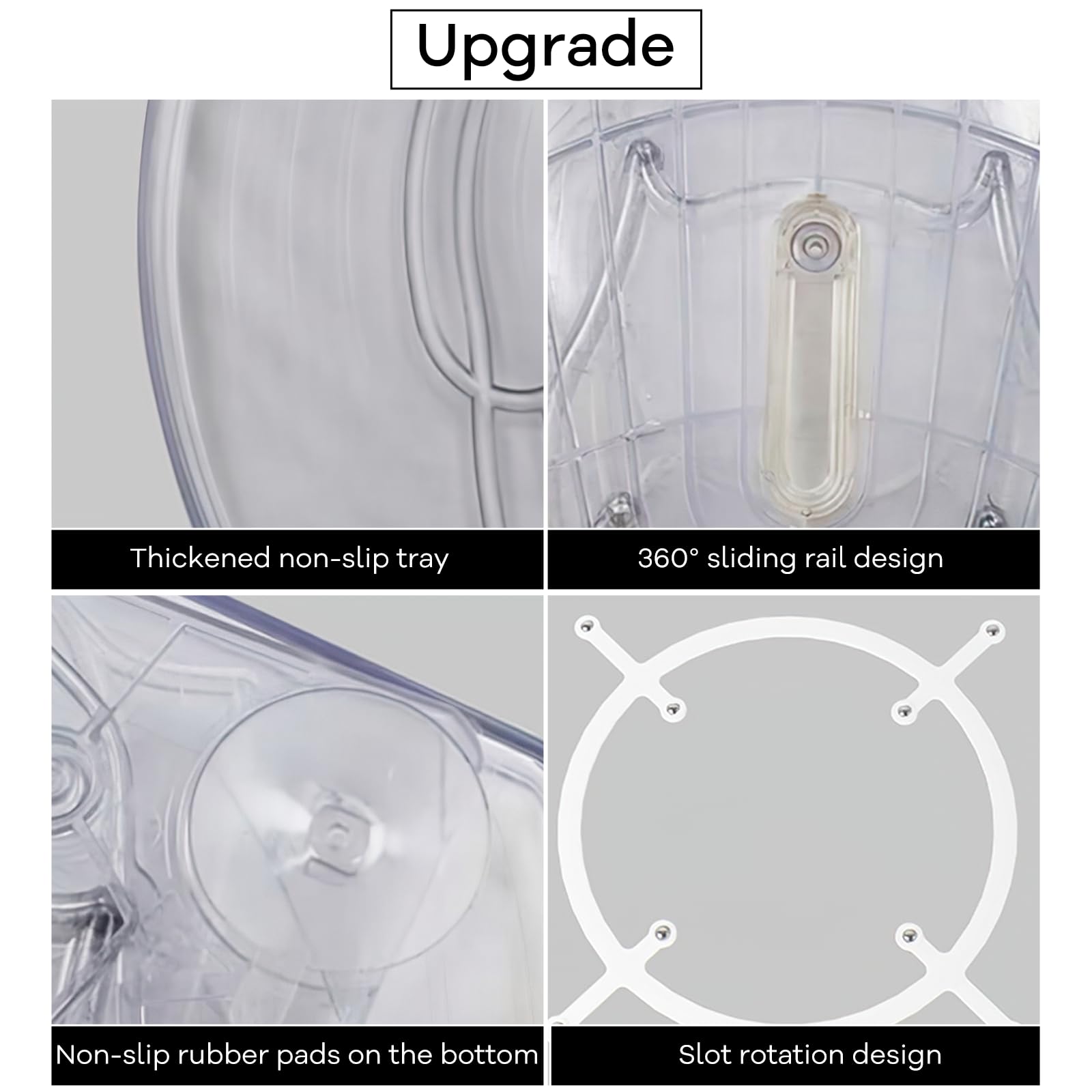 YZHDUXIU 2-Tiers 360 Rotating Lazy Susan Turntable Organizer for Refrigerator, Rectangular Transparent Fridge Organizers and Storage, Large Capacity Lazy Susans for Refrigerator Cabinet, Countertop
