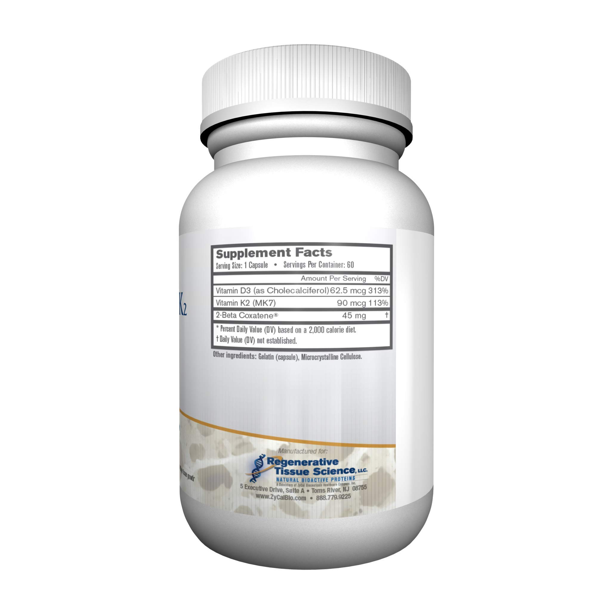 ZYCAL Vitamin D3/K2 Supplement (60 Capsules), Improve Your Bone and Joint Health, Superior Bone Support, Promote Healthy Function, Boost Your Immune System, Non-GMO, Gluten-Free