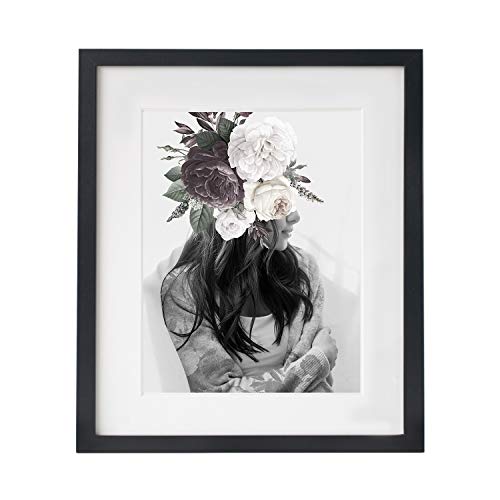 Woman Flower Head Fashion Modeling - Wall Decor Poster Print - Trendy Feminine Fine Visual Art Display (Framed)