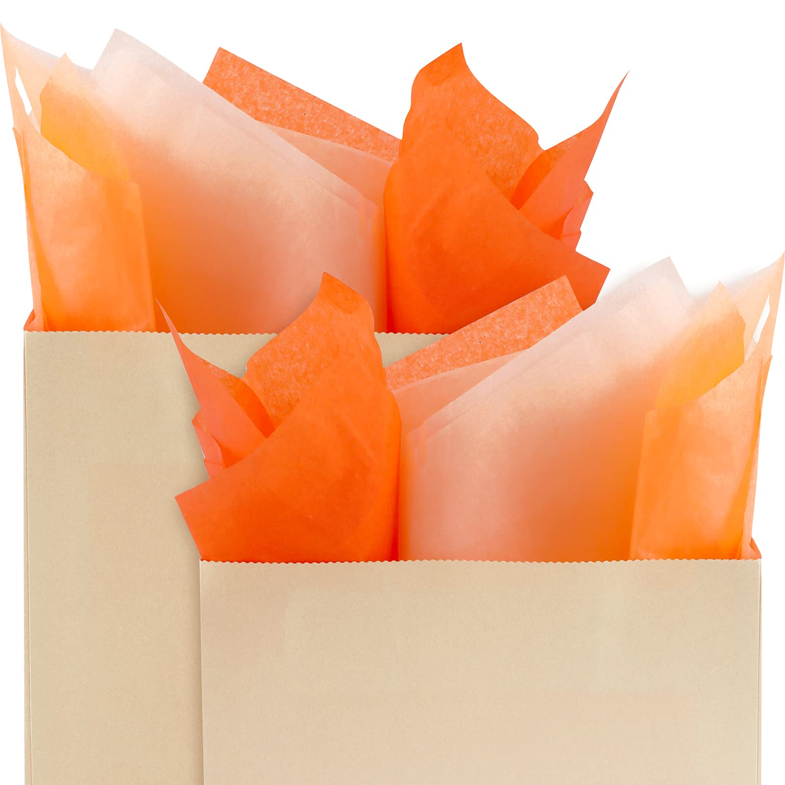 Whaline 120 Sheet Assorted Orange Tissue Paper 15 x 20 Inch Wrapping Paper Decorative Gift Wrap Tissue Paper Art Paper Crafts for Halloween Autumn Thanksgiving Fall Harvest Holiday Pompom