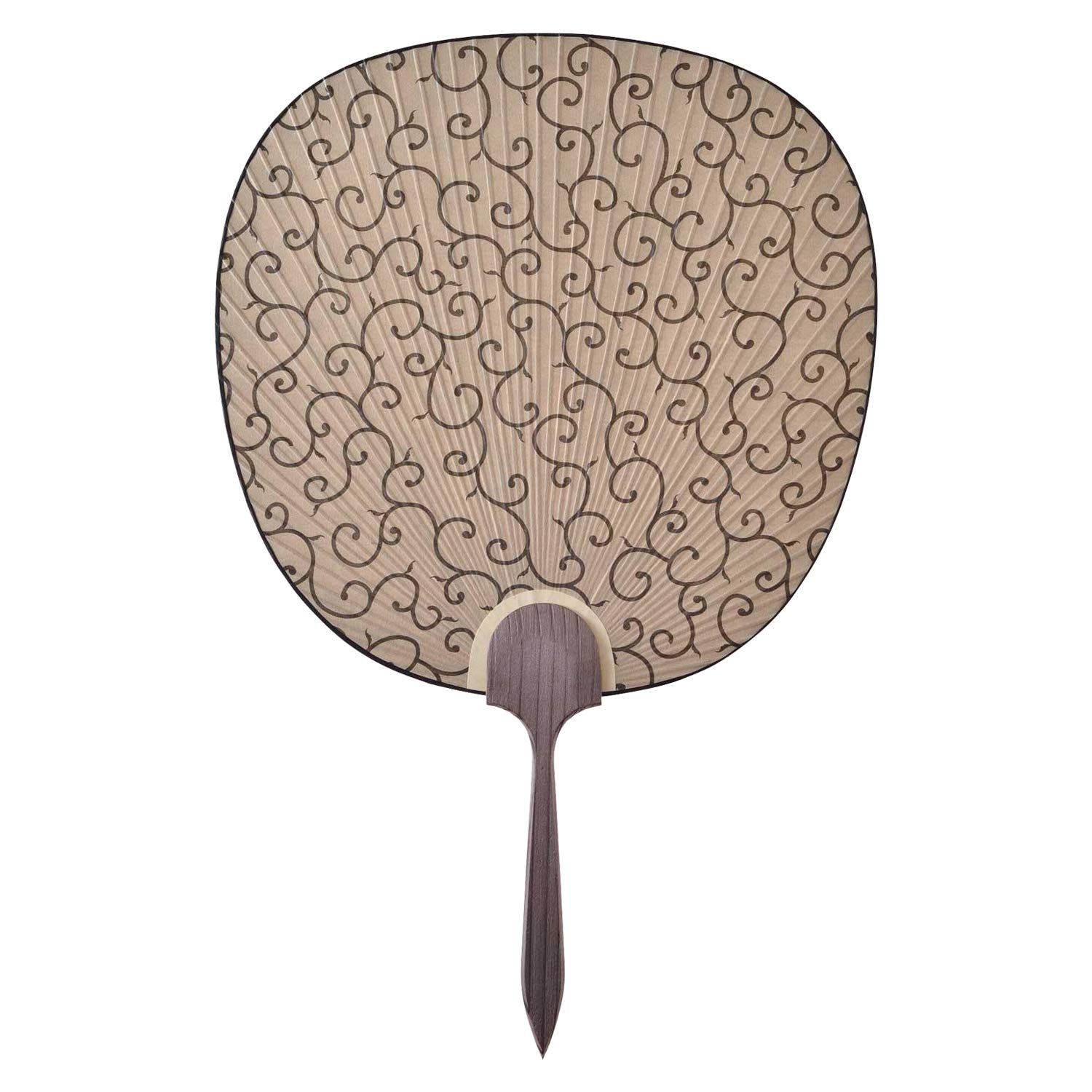 塩見団扇 Made in Japan 2736 Small Fan Arabesuku Brown