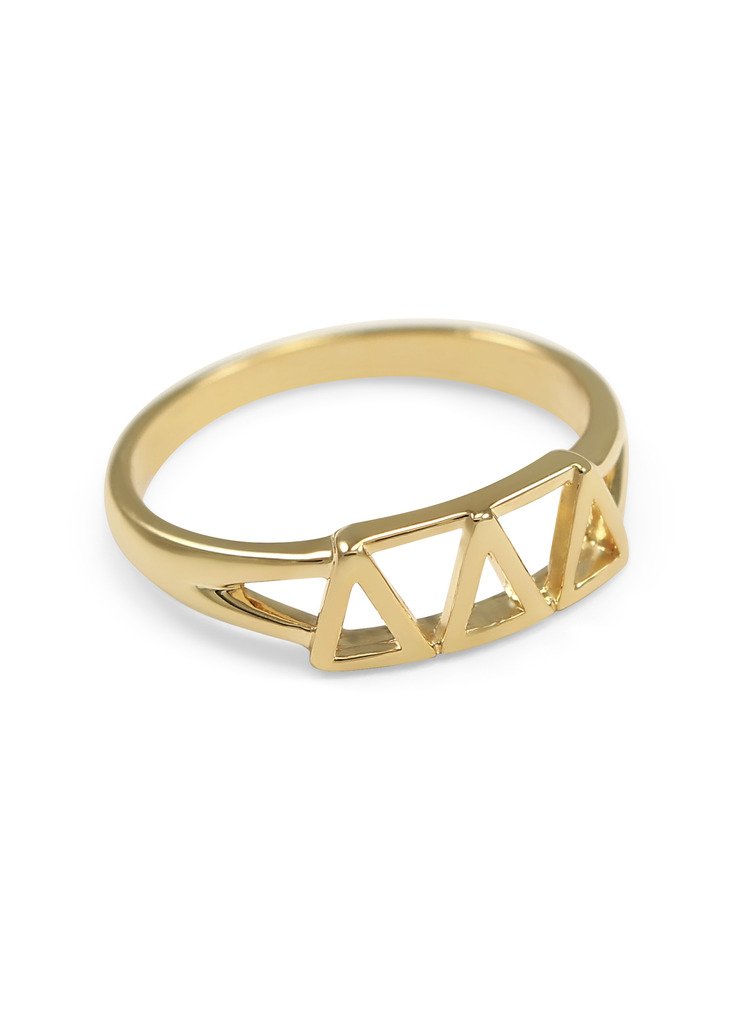 The Collegiate Standard Delta Delta Delta 14k Gold Plated Sorority Ring with Greek letters