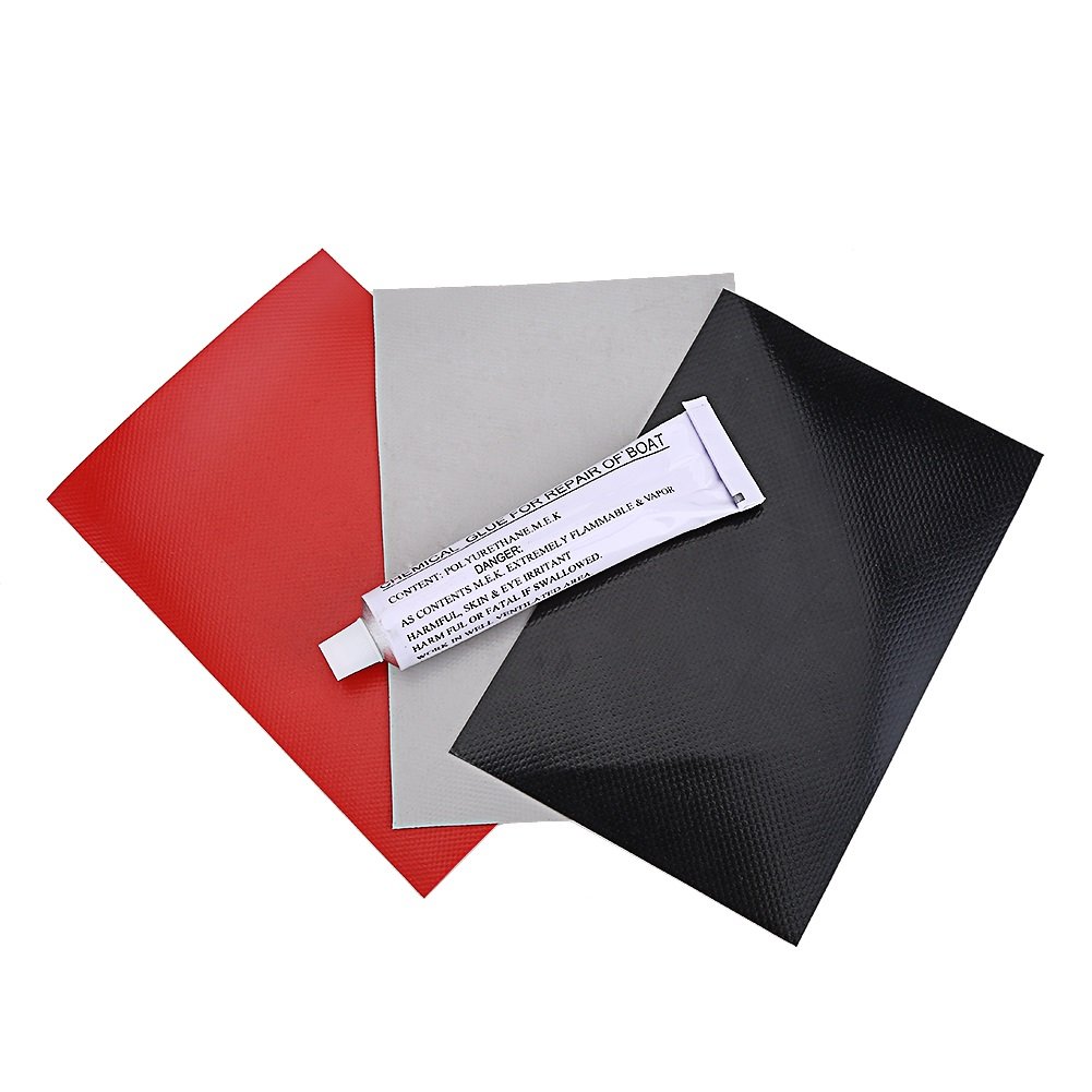 VGEBY PVC Patch Repair Kit, 3Pcs PVC Patch + Glue PVC Repair Tool for Inflatable Boat Kayak Canoe Waters Toy Patch Kits for Pontoon Skins Patch Kits for Pontoon Skins PVC Patch Kit for Inflatables