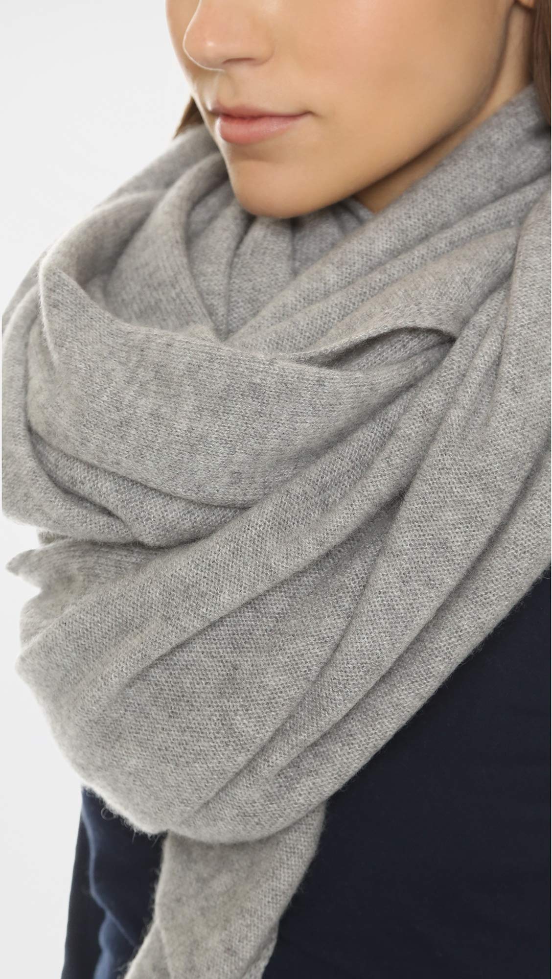 White + Warren Women's Cashmere Travel Wrap Scarf, Grey Heather, One Size