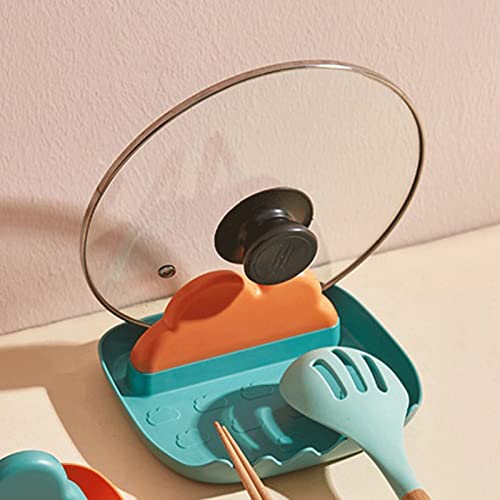 VEMMIO Pot Lid Holders Plastic Spoon Rest Kitchen Cooking Tools Fork Spatula Rack Cloud shape Spoon Holder Stand Pot Lid Holder Shelf Kitchen Organizer