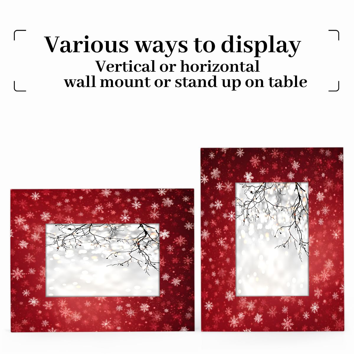 YoCosy Picture Frames 5x7 for Wall Decor Cute Red Snowflake Christmas Hanging Picture Frame with Stand Large Wood Photo Poster Frames Collage for Tabletop, Acrylic Face