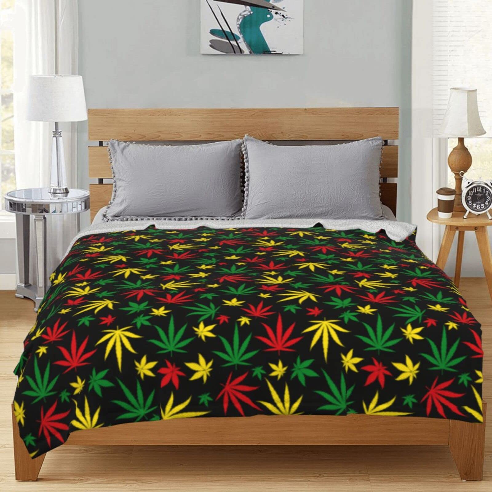 Weed Marijuana Smoker Fleece Throw Blankets King Size Bed Lamb Throw Blankets 50"X40" for Beding Boho