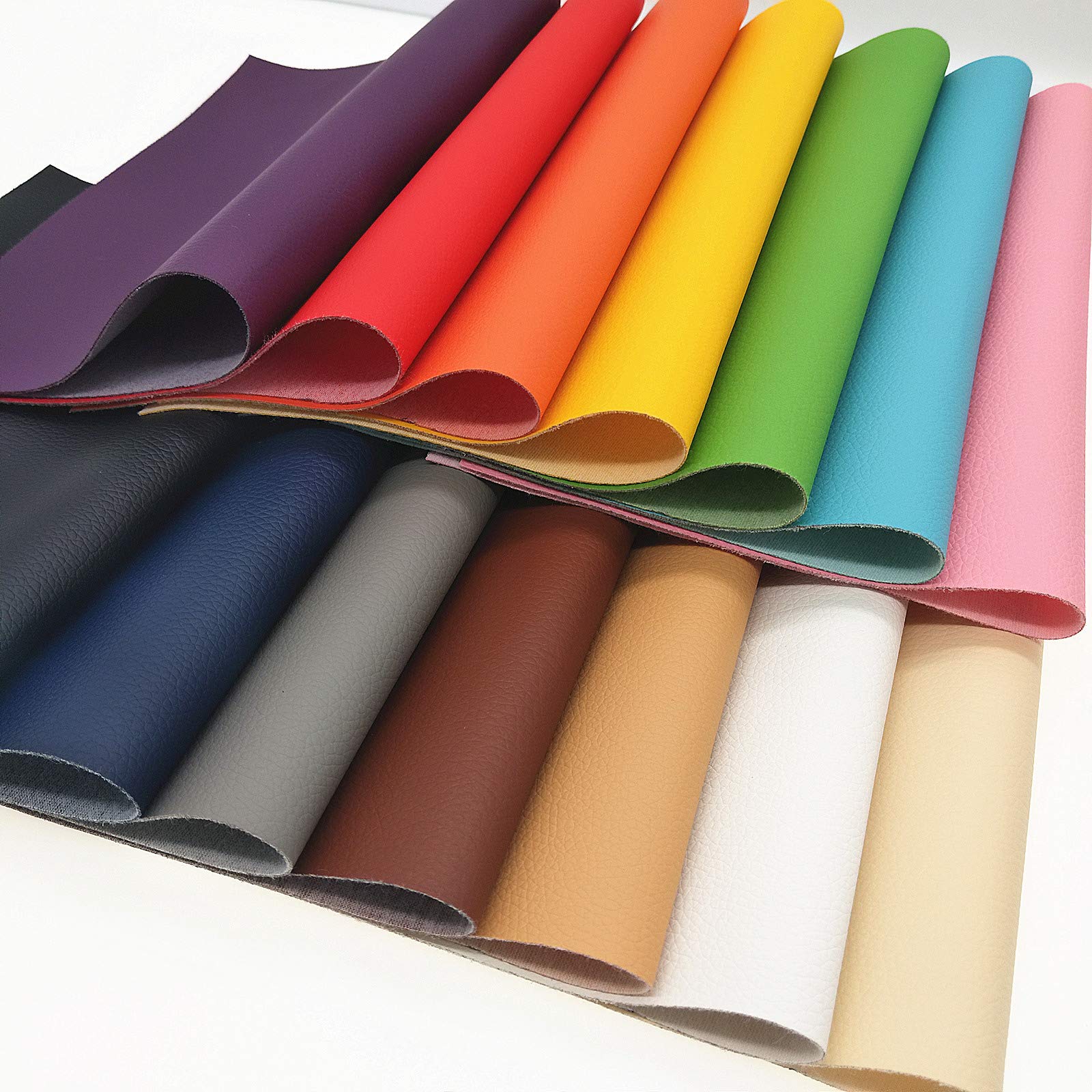 ZAIONE Solid Faux Leather Sheets: Colors Texture Leather 14Pcs 8x12 Inch A4 Soft PU Grain Red Brown Synthetic Leather Sheets for Bows Earrings DIY Craft
