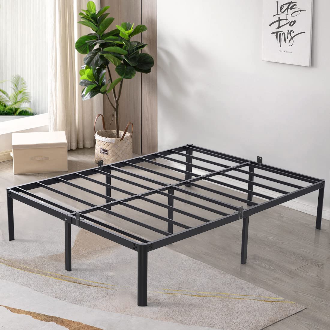 TATAGO 16 Inch Metal Platform Bed Frame with Anti-Collision Round Legs, 3500lbs Heavy Duty Mattress Foundation, Easy Assembly/Silent/Anti-Shake/Non-Slip/No Box Spring Needed, King