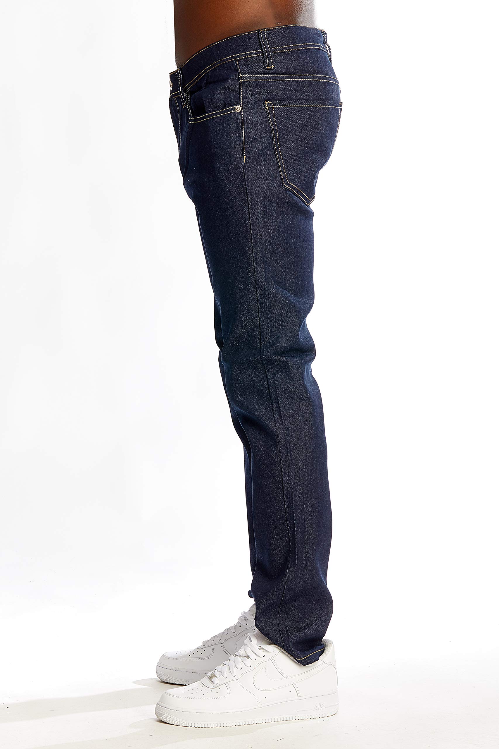 PJ Mark Bleecker and Mercer Men's Stretch Flex Basic Slim Skinny Fit Jean Pants - Raw Denim or Twill (P596- RAW Indigo, 38x34)