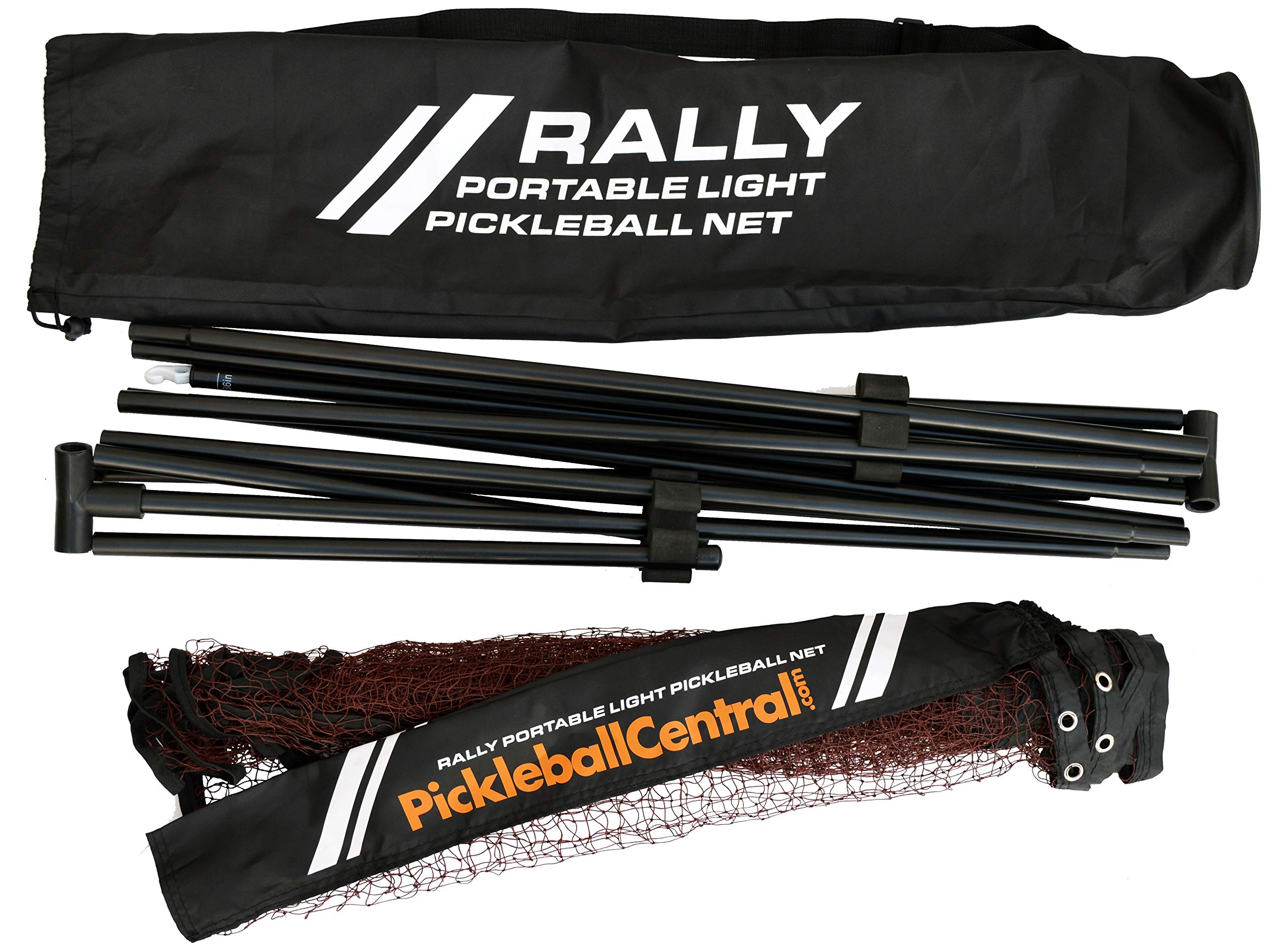 Rally Meister Complete Beginner Pickleball Set with Portable Pickleball Net (Net + 4 Paddles + 4 Pickleballs + Drawstring Bag + Rules/Strategy Guide + Line Chalk)