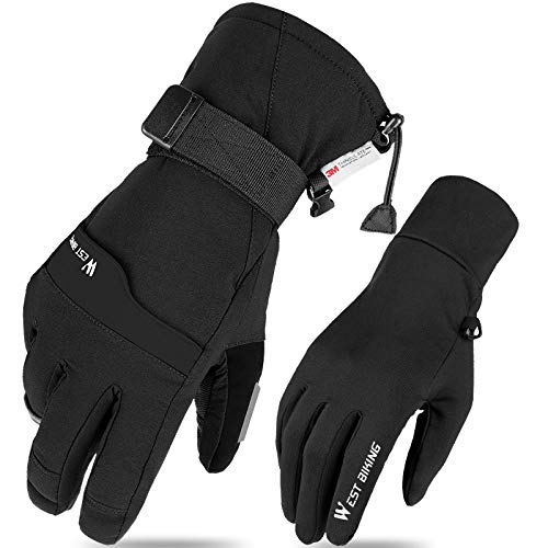 West Biking Gift Winter Ski Gloves 2-in-1 Under Gloves with Separate Liners, 3M Thinsulate Waterproof Touchscreen Warm Snowboard Gloves