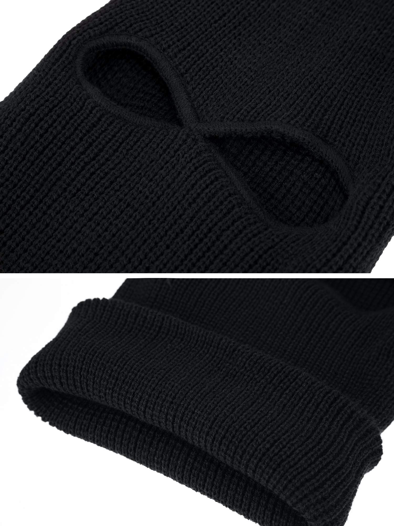 WILLBOND 2 Pieces Knitted Full Face Cover 2-Hole Winter Ski Balaclava Face Covering for Adult Supplies (Black)
