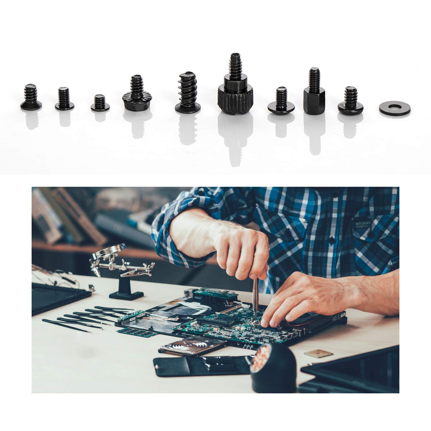 VAPKER 420Pcs Computer Screw Set PC Motherboard Screws Spacers for Universal Motherboard PC Case Fan CD-ROM Hard Disk Notebook