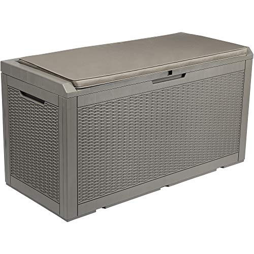 YITAHOME 100 Gallon Large Resin Deck Box Outdoor Storage with Cushion & EAST OAK Deck Box, 31 Gallon Indoor and Outdoor Storage Box with Padlock