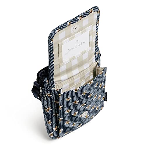 Vera Bradley Women's Cotton Mini Hipster Crossbody Purse With RFID Protection, Bees Navy - Recycled Cotton, One Size