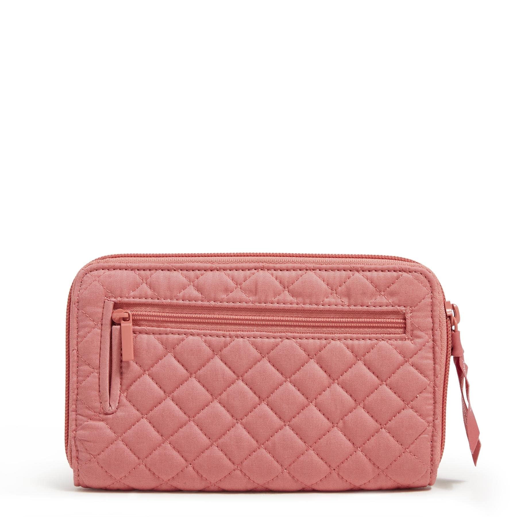 Vera Bradley Women's Cotton Turnlock Wallet With RFID Protection, Terra Cotta Rose - Recycled Cotton, One Size