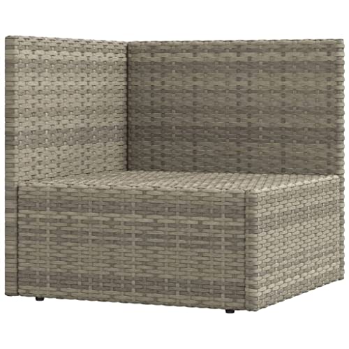 vidaXL 9-Piece Patio Lounge Set with Cushions in Gray - Durable PE (Poly) Rattan - Outdoor Furniture with Powder-Coated Steel Frame & Adjustable Seat