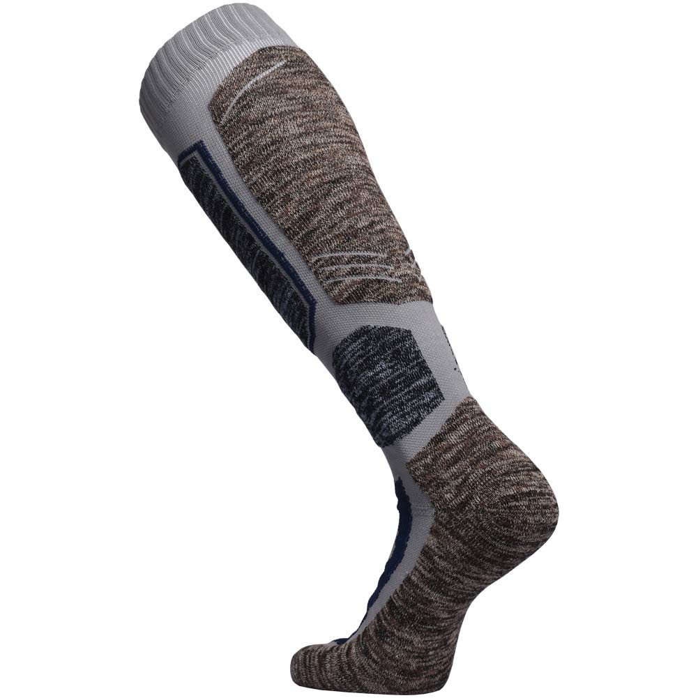 WEIERYA Ski Socks, Warm Knee High Performance Skiing Socks, Snowboard Socks (Grey 2 Pairs, Medium)