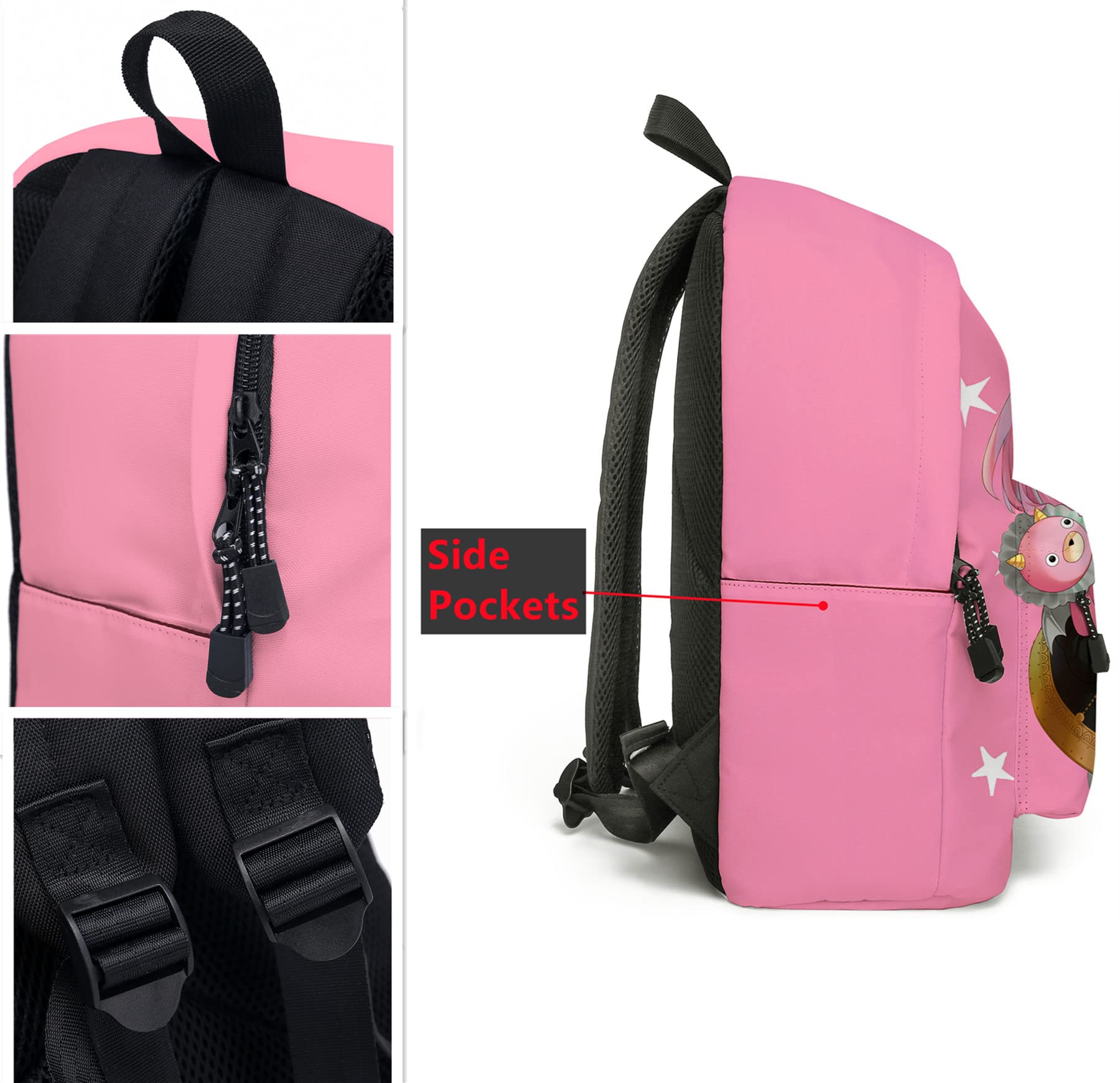 XIXISA 16" Backpack Anime Daypack Laptop Backpacks (Pink)