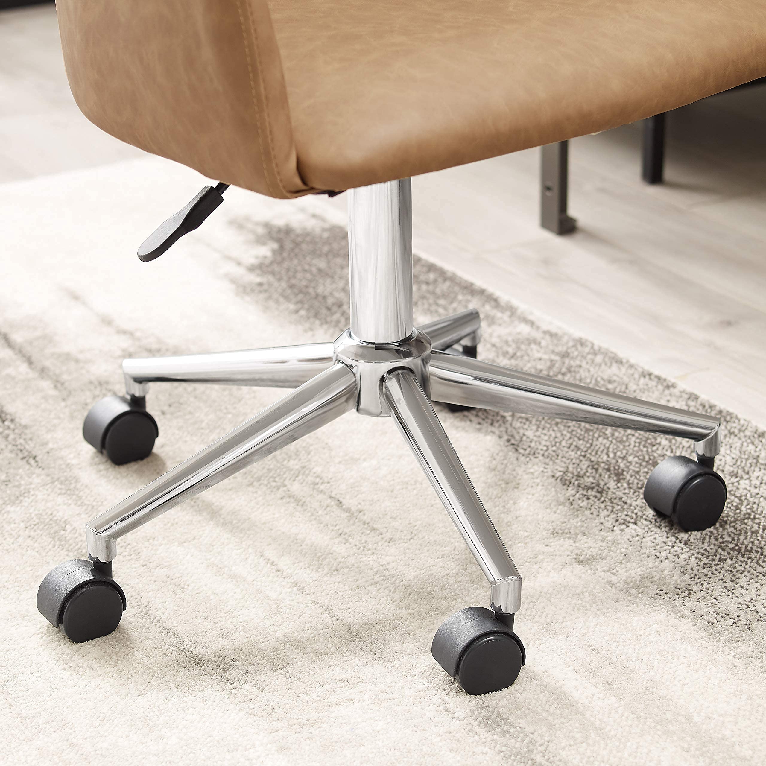 Volans Office Home Chair, Modern PU Leather Height-Adjustable Swivel Computer Desk Chair with Wheels, Brown