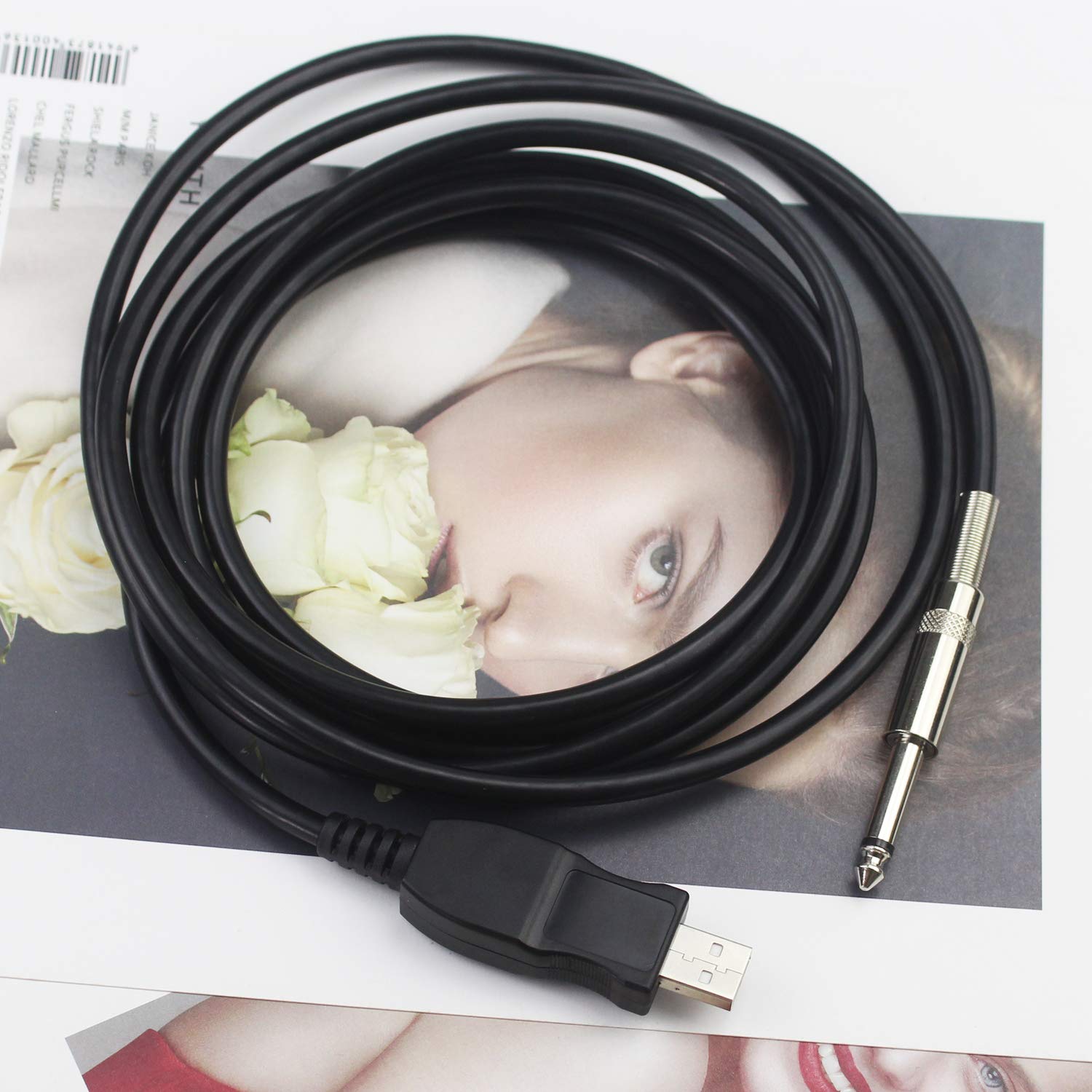 WeiMeet USB Guitar Cable 10 Feet USB Interface Male to 6.35mm 1/4" Mono Male Electric Guitar Cable Studio Audio Connector Cords Adapter