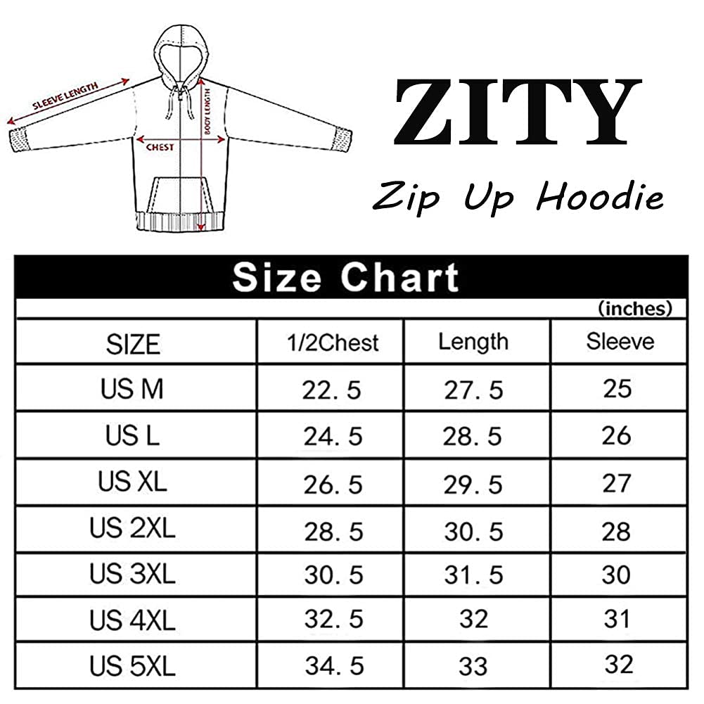ZITY Men's Zip Up Hoodie Heavyweight Winter Sweatshirt Fleece Sherpa Lined Warm Jacket Black Gray Large