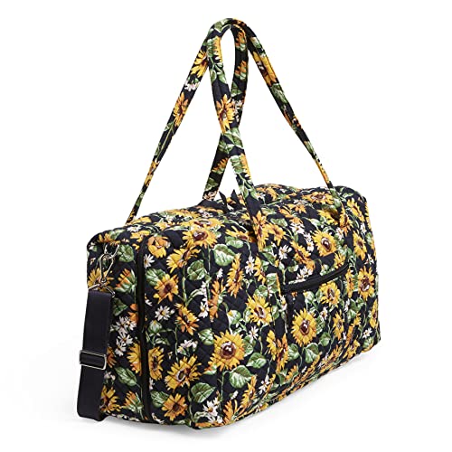 Vera Bradley Women's Cotton Lay Flat Travel Duffle Bag, Sunflowers, One Size