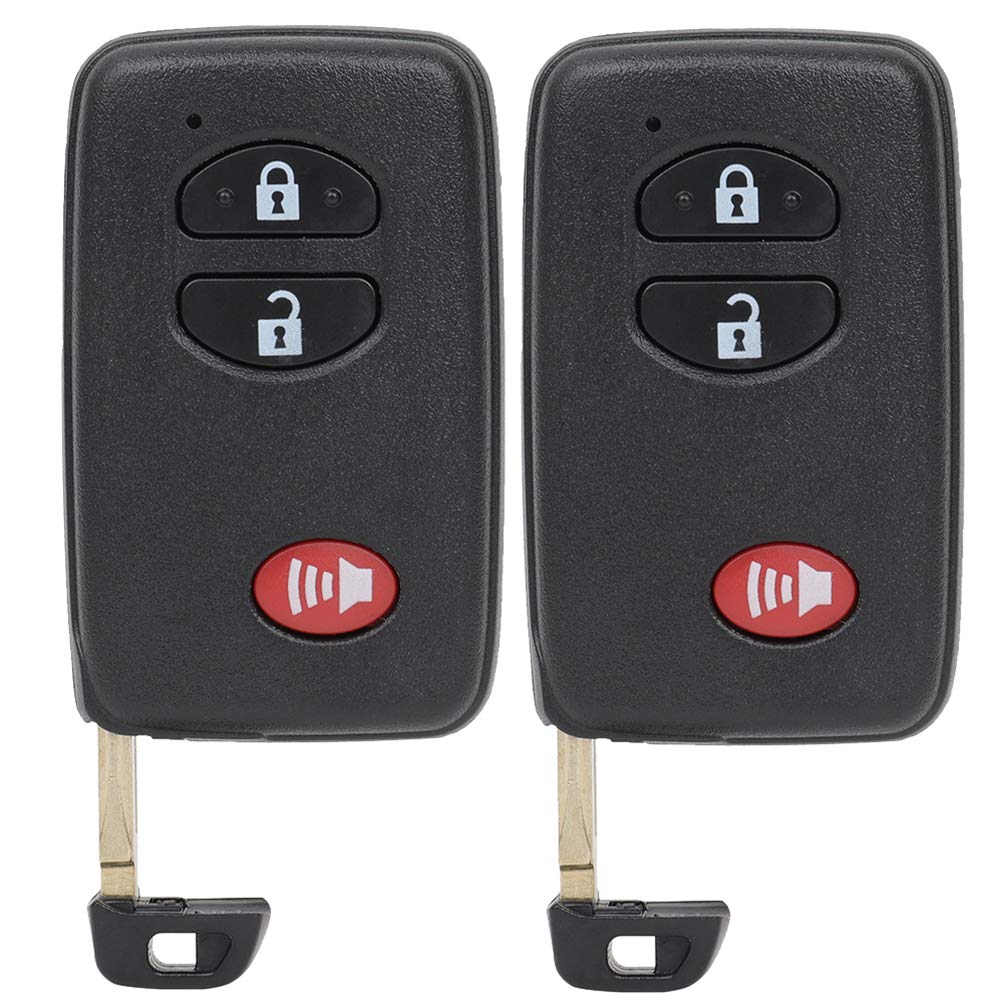 ZENITHIKE Replacement Keyless Entry for Smart Proximity Remote Key Fob 3-buts Key Uncut Blade Replacement for Toyota 4Runner/for Scion tC/Prius/Venza HYQ14ACX 89904-47230 89904-47370 Set of 2
