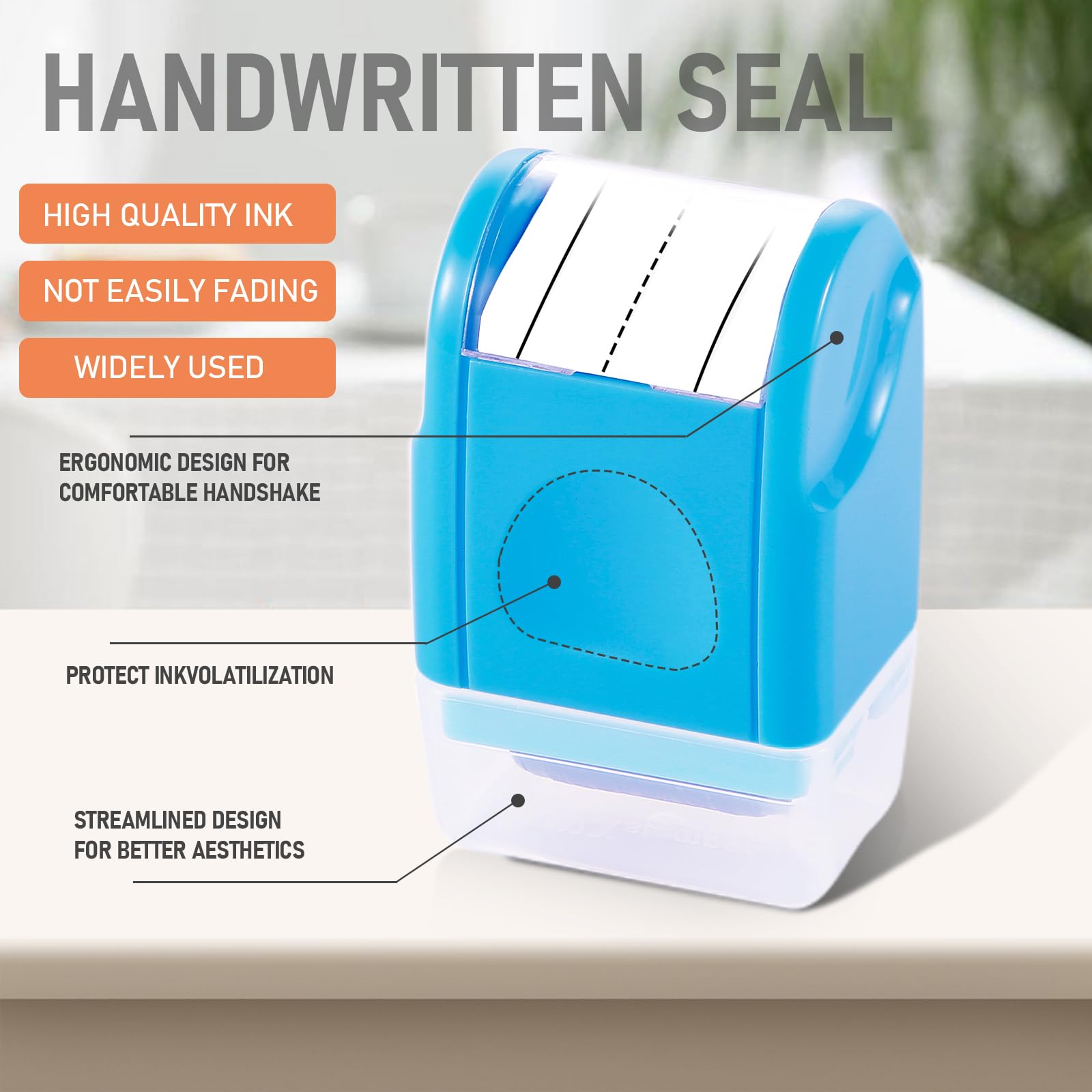 WEIMELTOY 2PCS Dashed Handwriting Lines Roller Stamp, Self-Inking Practice Line Roller Stamp, Kids Kindergarten Teacher Stamps Sentence Strips for Handwriting Practice(Medium Blue and 3 Refills)