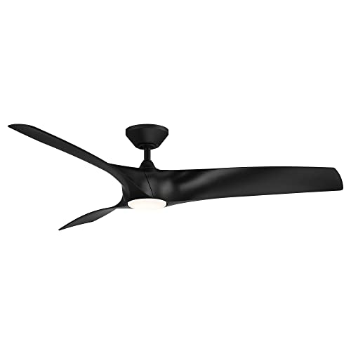 Zephyr Smart Indoor and Outdoor 3-Blade Ceiling Fan 62in Matte Black with 3000K LED Light Kit and Remote Control works with Alexa, Google Assistant, Samsung Things, and iOS or Android App