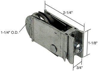 Sliding Glass Door Roller for Miller Industries Doors, 1-1/4" Steel Wheel, 3/4" Wide Housing