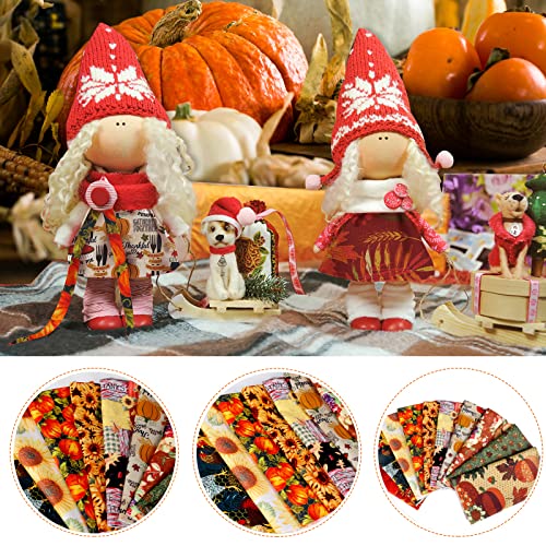 Souarts 10pcs Thanksgiving Fabric, 20x20inch/50x50cm Cotton Fabric Bundle, Squares Fabric Craft Sewing Quilting Patchwork Cloths, DIY Craft Pattern Square Fabric(Orange Thanksgiving,20inch/50cm)