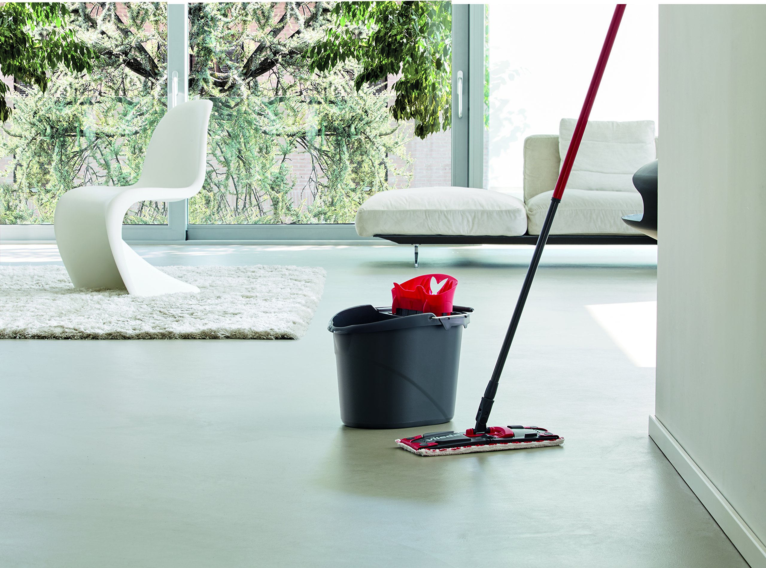 Vileda Ultramax Power 155743 2-in-1 Metal/Black Red Micro-Fibre Flat Mop Cleaning System (14 x 35 x 150cm)