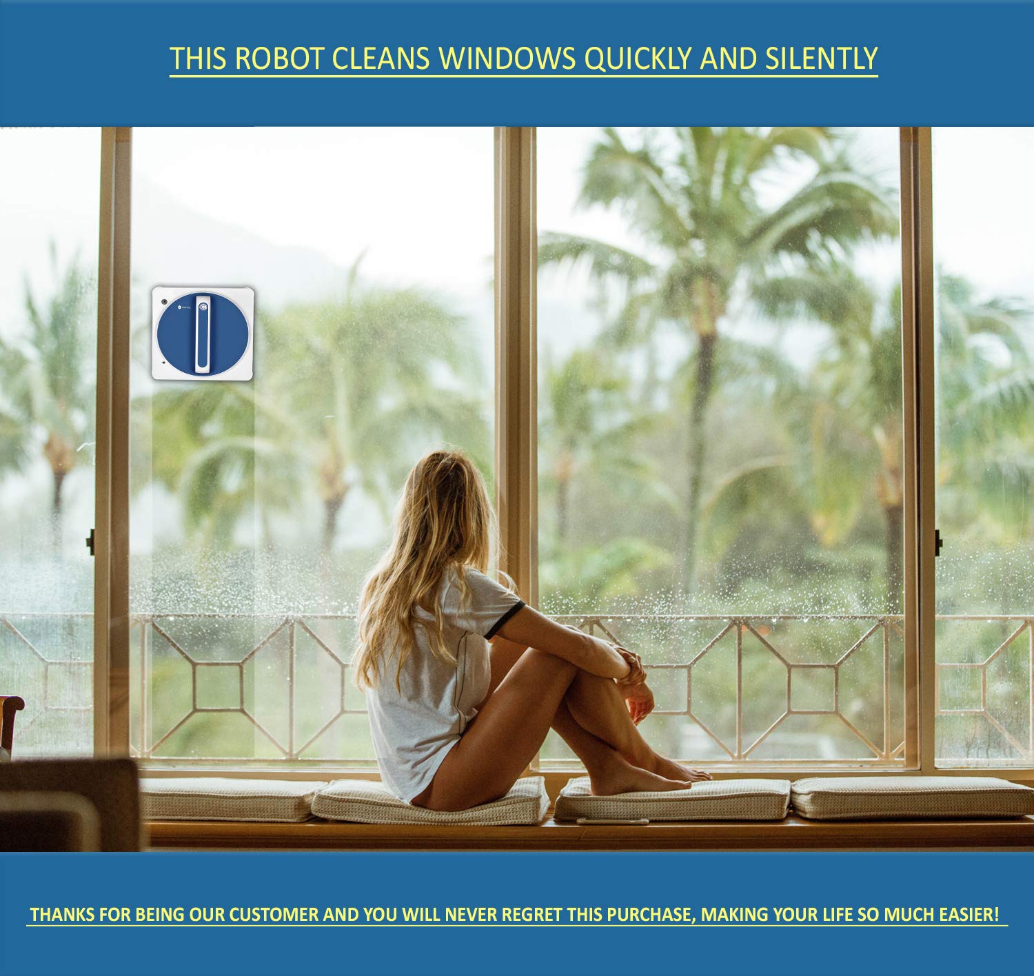Window Cleaner Robot, Smart Window Cleaning Robot Mop with APP and Remote Control, Automatic Robot Cleaner for Indoor/Outdoor Window Washing with a Gifts for You