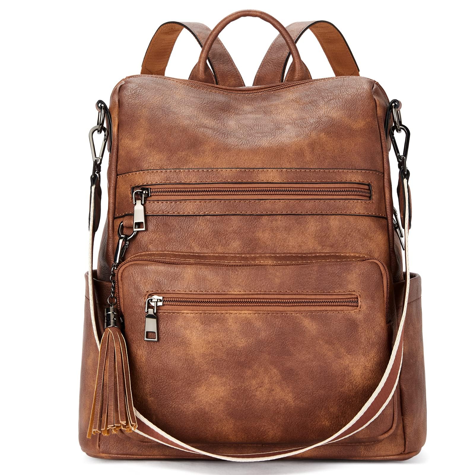 Telena Womens Backpack Purse Vegan Leather Large Travel Backpack College Shoulder Bag with Tassel Yellow