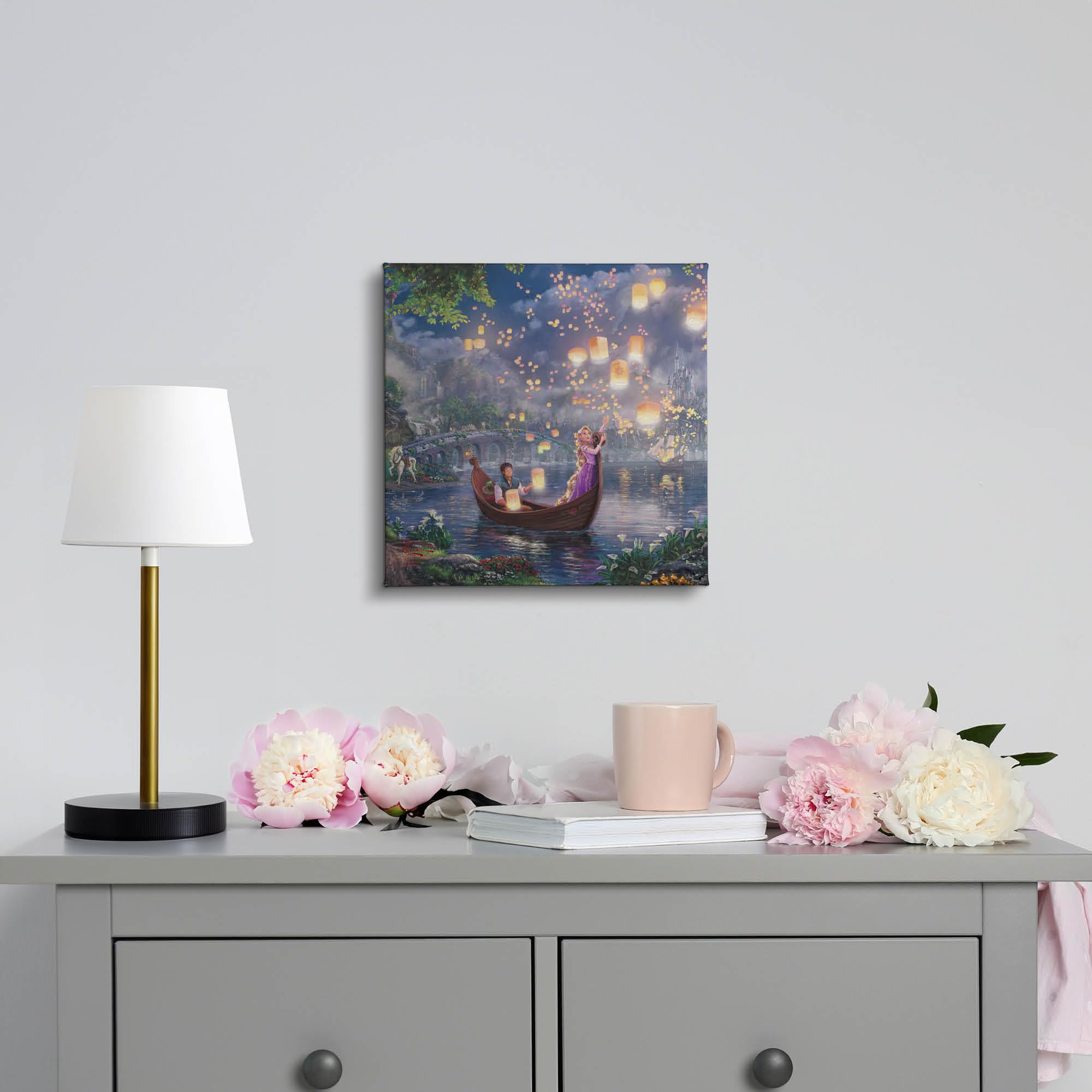 Thomas Kinkade Studios Disney Tangled Gallery Wrapped Canvas - Canvas Art | Frameless | Disney Princess Canvas Wall Art, Certificate of Authenticity Included, 8" x 10"