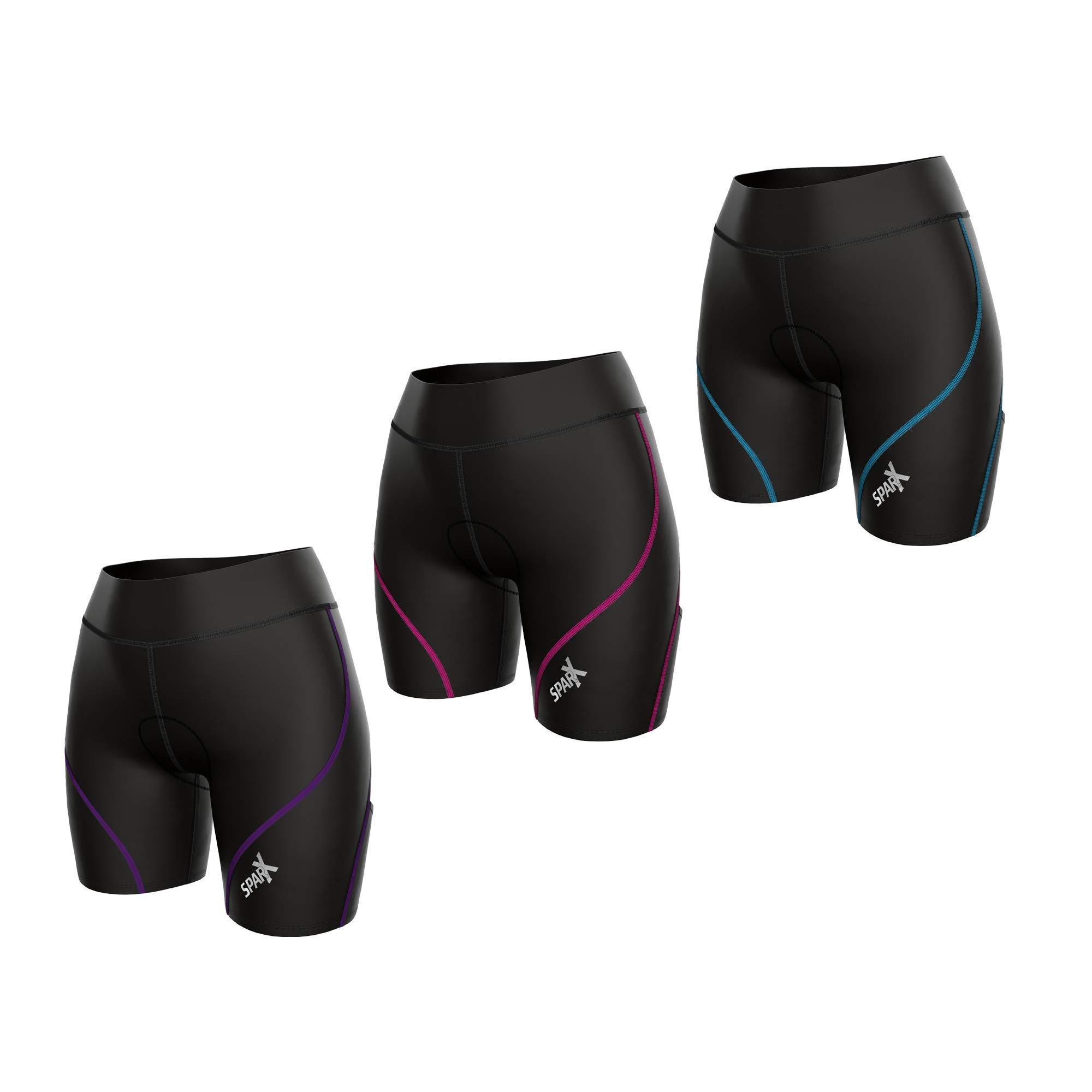 Sparx Energy Women Triathlon Shorts| Womens Triathlon Bike Short 7” Tri Shorts Women (Pink Seams)