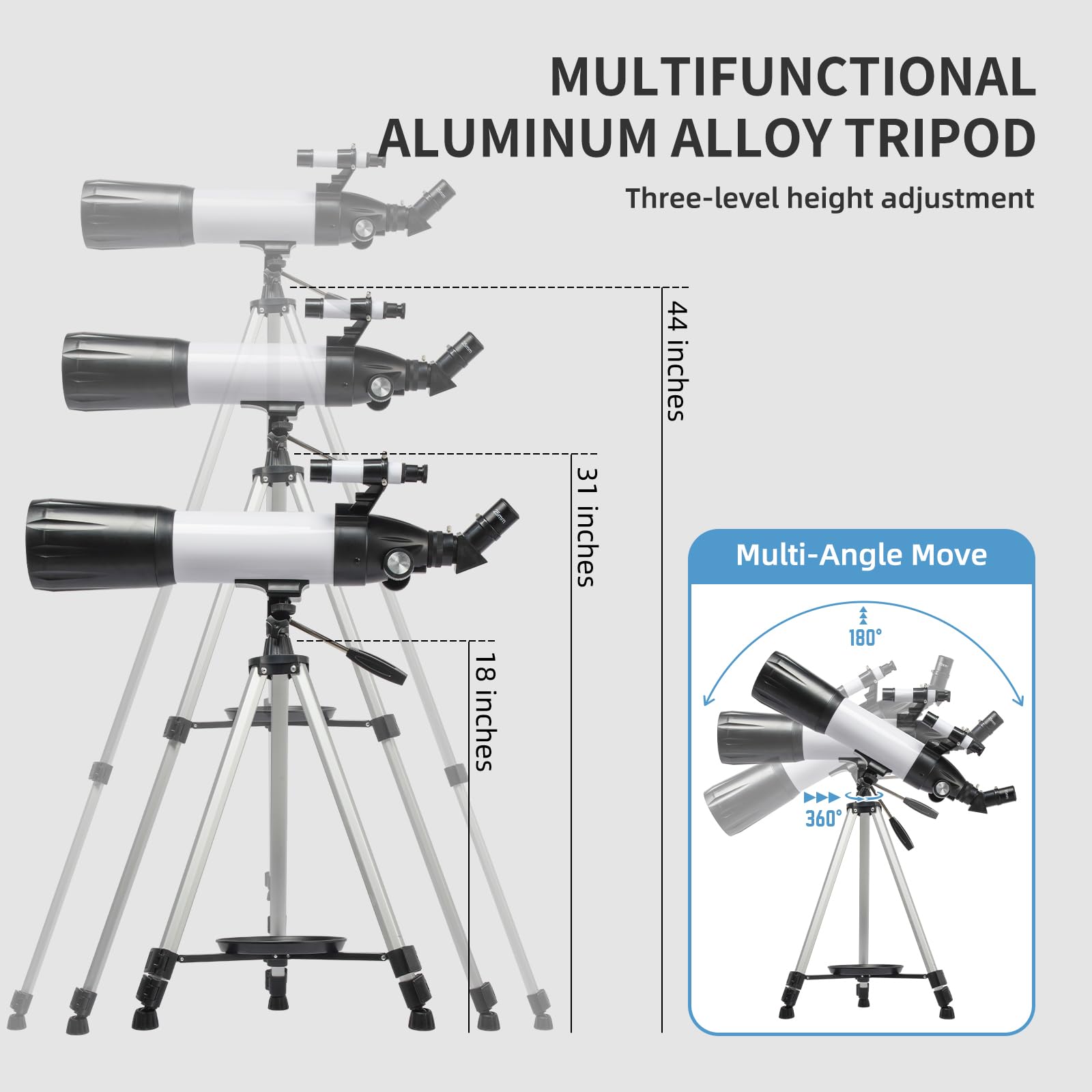 Telescope 80mm Aperture 600mm - Astronomical Portable Refracting Telescope Fully Multi-coated High Transmission Coatings AZ Mount with Tripod, Phone Adapter & Carrying Bag