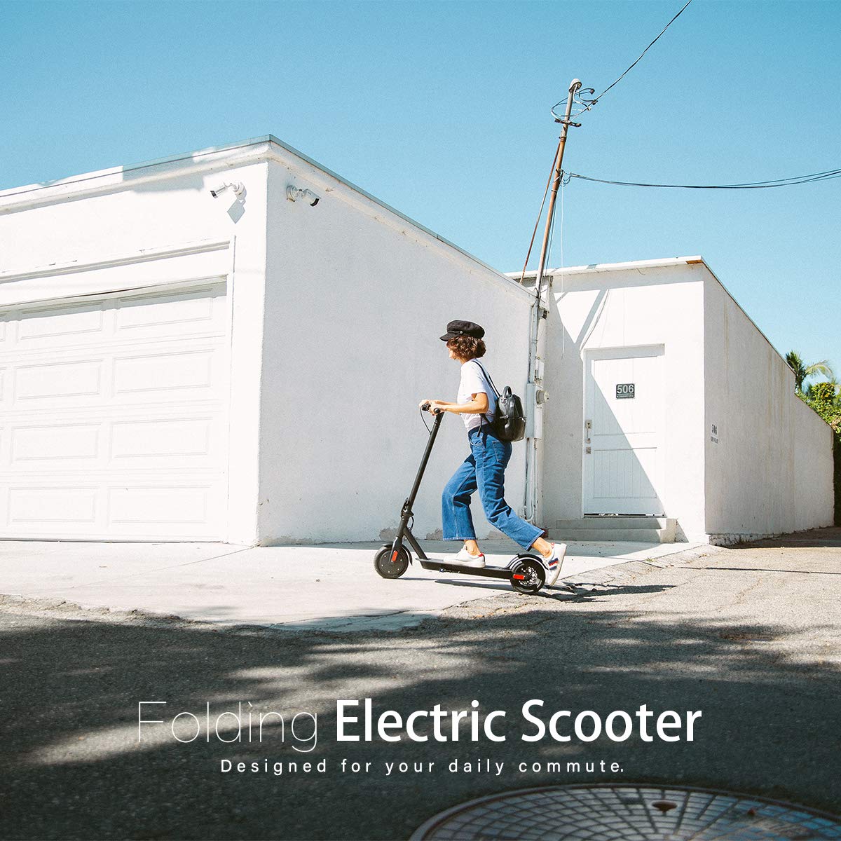 XPRIT Electric Scooter, Up to 15 Miles Range, 2 Gear Speed Mode (Black, 8.5''Wheel)
