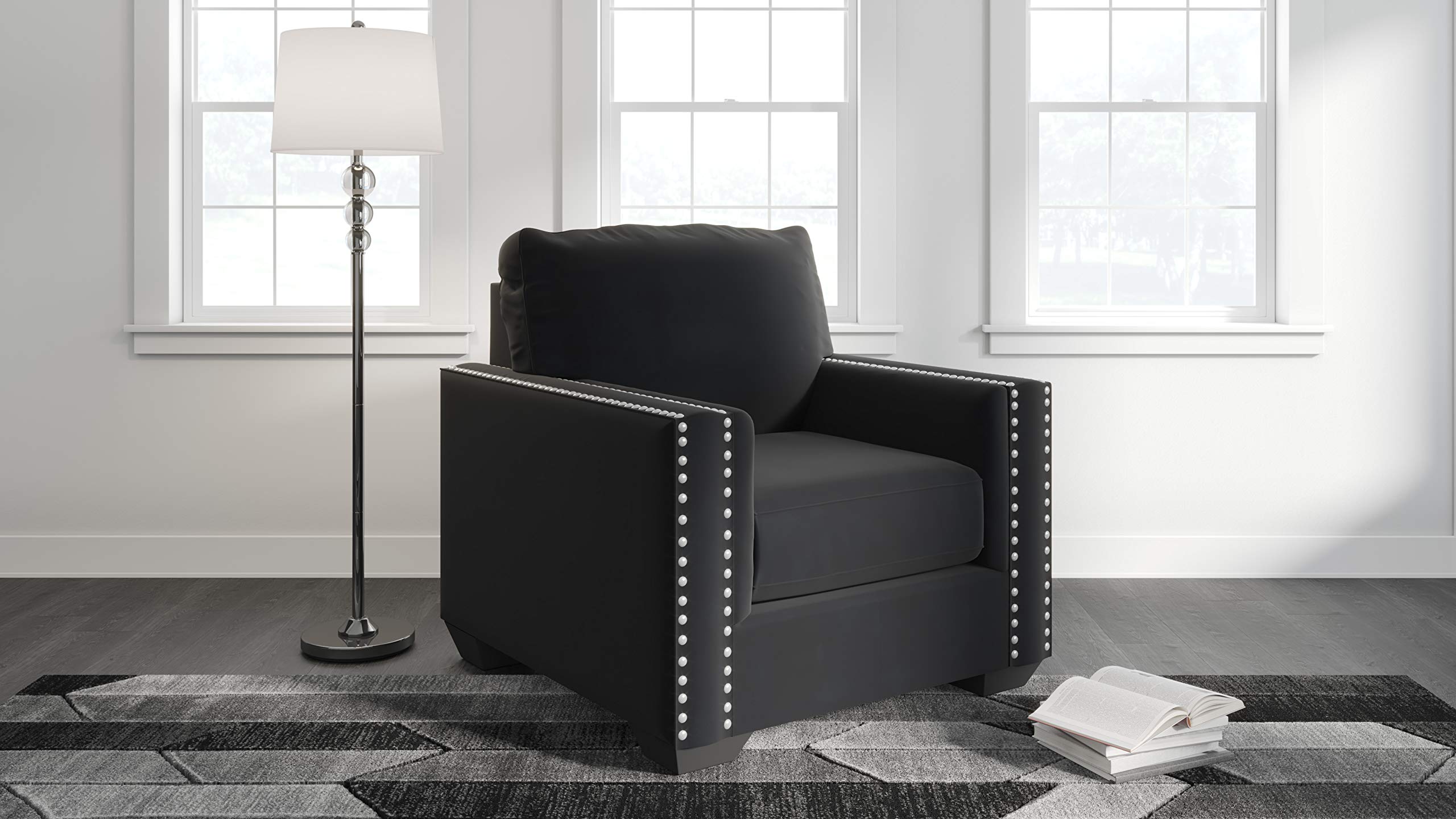 Signature Design by Ashley Gleston Glam Accent Chair with Nailhead Trim, Black
