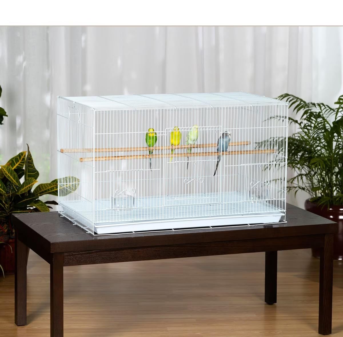 TENAS Small Bird Flight Cage - Bird Cage - Easy Stacking - Feeding Cups and Perches - Easy Cleaning - Spacious, Comfortable Space for Your Small Birds