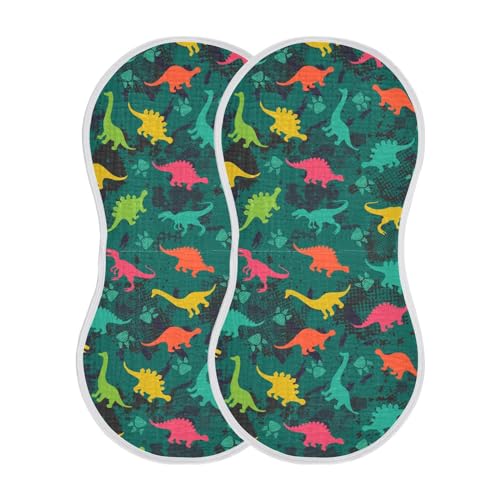 vvfelixl Dinosaurs Footprints Burp Cloths for Baby Boy Girls Baby Washcloths Burp Rags 1 Pack Green
