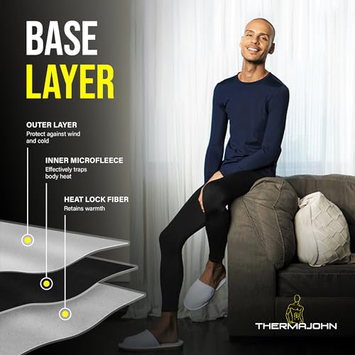 Thermajohn Long Johns for Men, Thermal Underwear for Men Long Underwear Mens Leggings Thermal Pants Men Cold Weather Bottoms (Grey, Large)