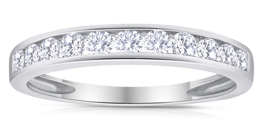 Sk Jewel,Inc 1/2 Carat TW Diamond Channel Wedding Band in 10k White Gold