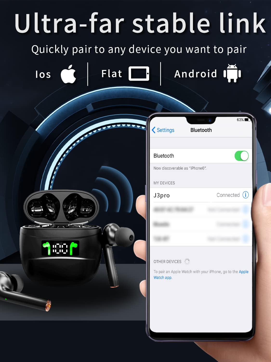 Wireless Earbuds True Bluetooth Ear Buds with Mic Bluetooth 5.2 in-Ear Wireless Headphones Hi-Fi Stereo IP7 Sweatproof Wireless Earphone ENC Noise Cancelling 35 Hours Playtime for iPhone Samsung