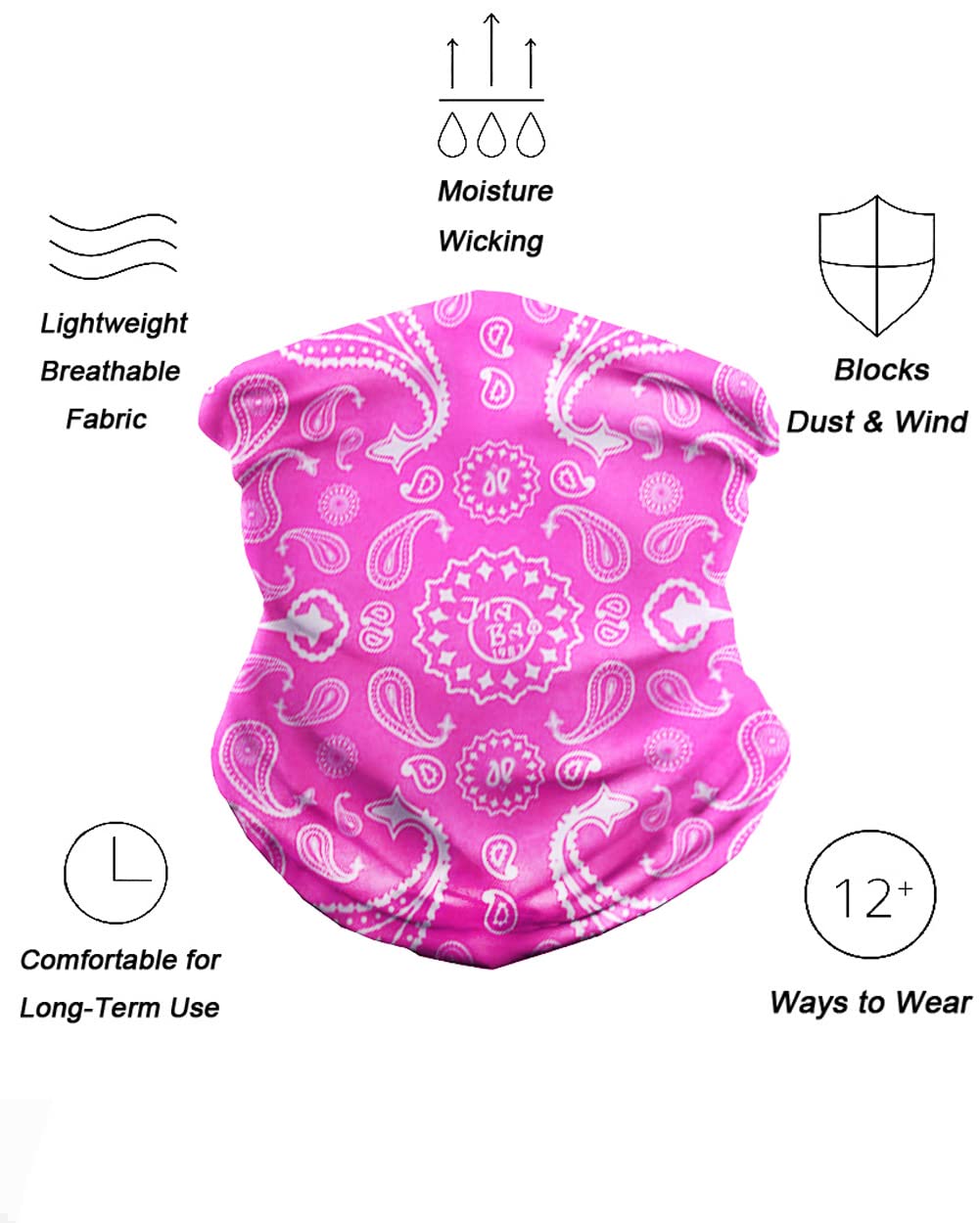 WONBURY Neck Gaiter Balaclava Headwear Headwrap for Women Men Cycling Fishing Climbing, Paisley