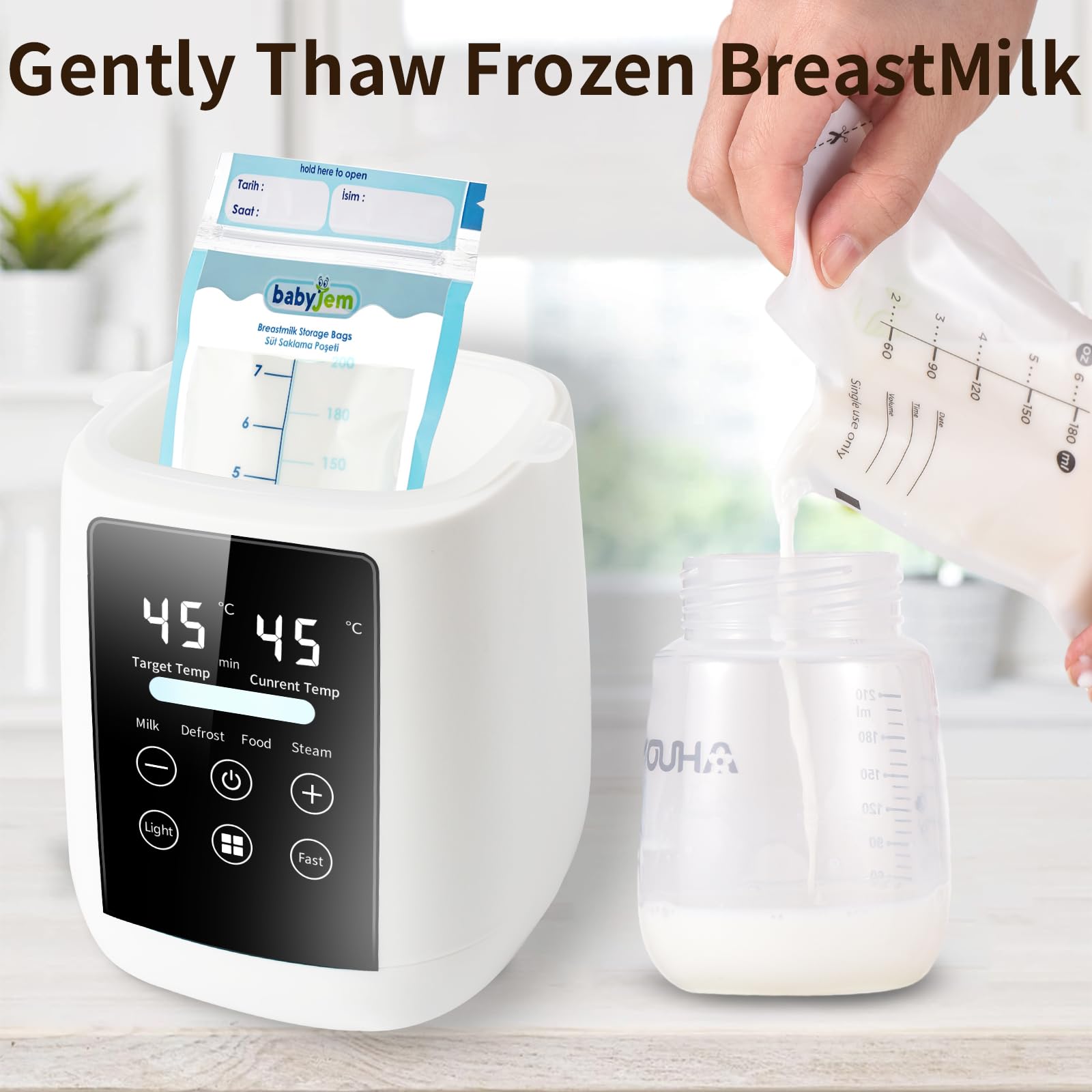 Zihanrm Bottle Warmer, 6-in-1 Fast Baby Milk Warmer with Timer for Breastmilk or Formula, Accurate Temperature Control and Automatic Shut-Off, Multifunctional Bottle Warmer for Breastmilk or Formula
